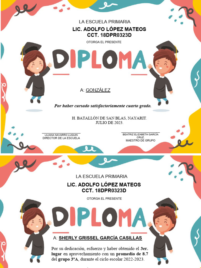 Reconocimientos Escolares 2021-2023 | PDF