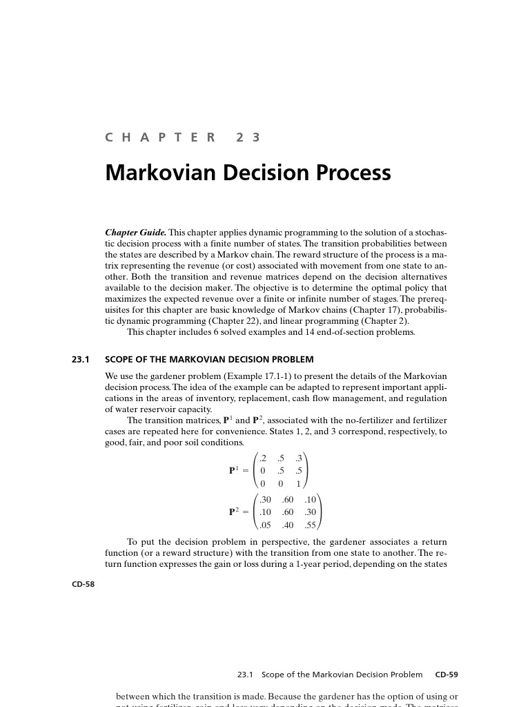Markovian Decision Process: Chapter Guide. This Chapter Applies Dynamic ...