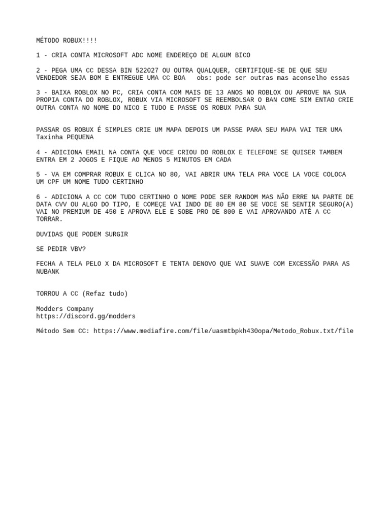 Método Robux!!!! | PDF