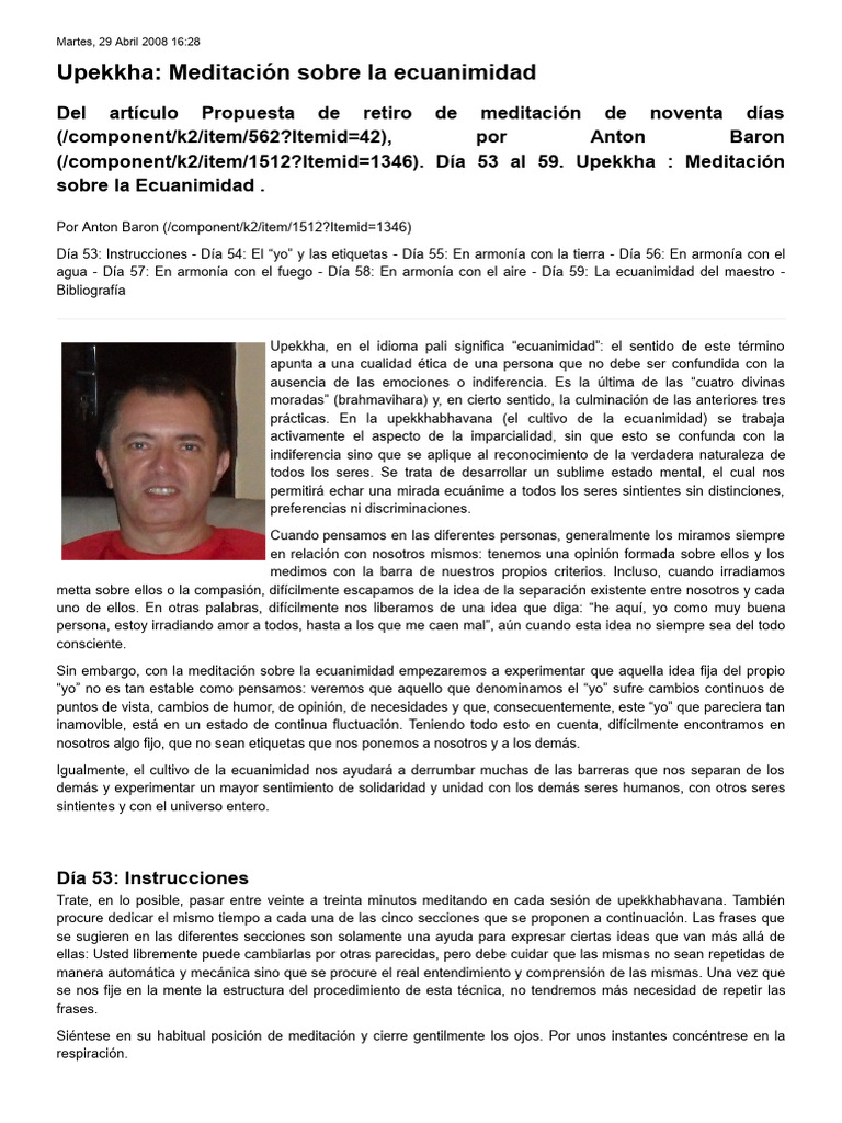 Upekkha - Meditación Sobre La Ecuanimidad | PDF | Sufrimiento ...