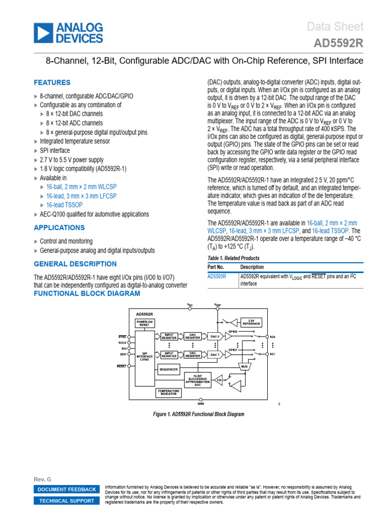 Data Sheet: 8-Channel, 12-Bit, Configurable ADC/DAC With On-Chip ...