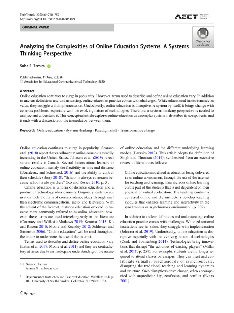 Analyzing The Complexities of Online Education Systems A Systems Thinking Perspective | Download ...