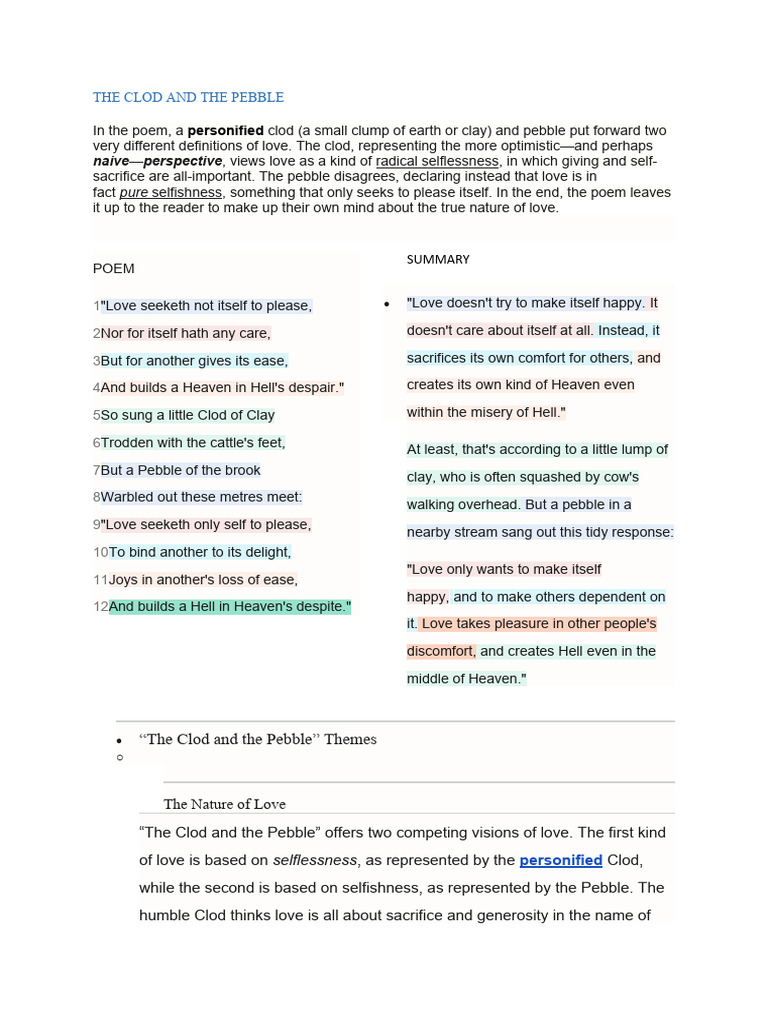 The Clod and The Pebble | PDF | Love | Altruism