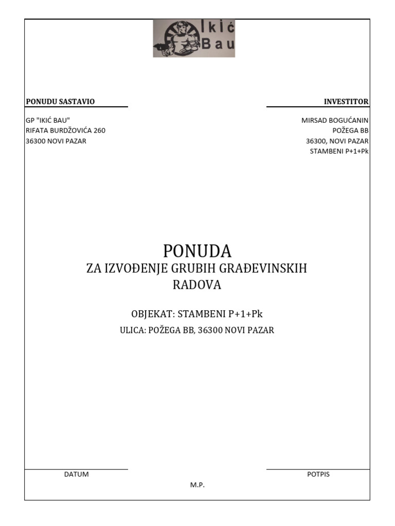 Ponuda Za Vilu | PDF