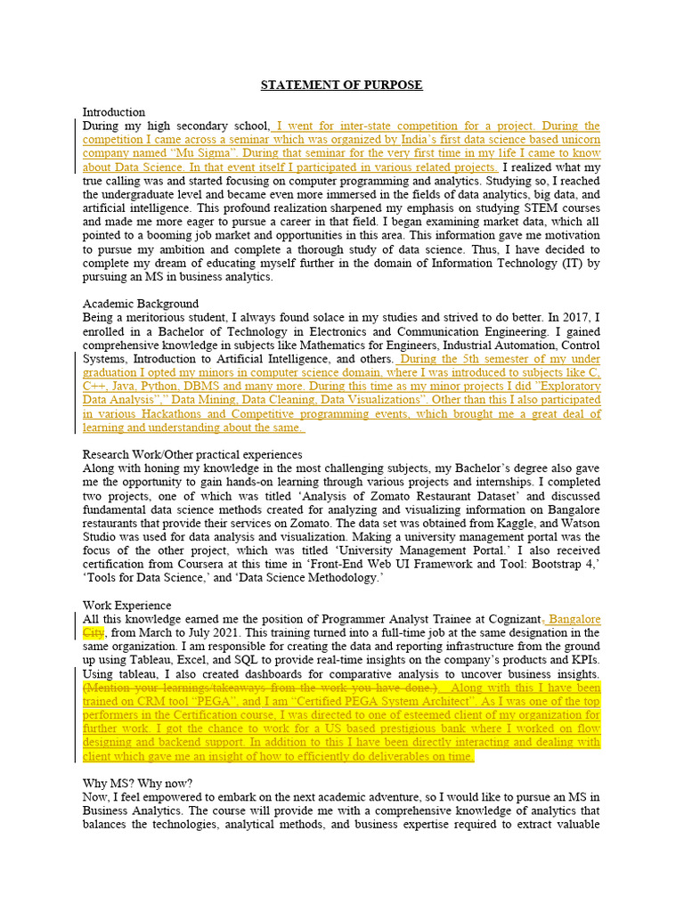 Sop TCS | PDF | Analytics | Data Science