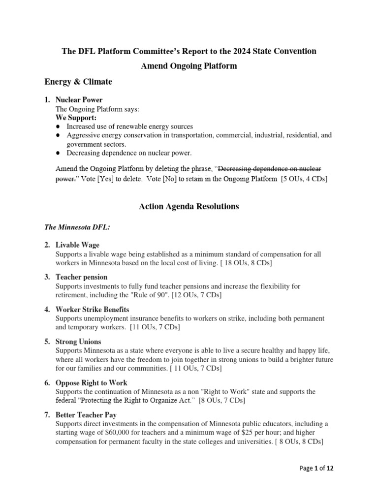 2024 DFL State Convention Platform Resolutions | PDF | Cost Of Living ...