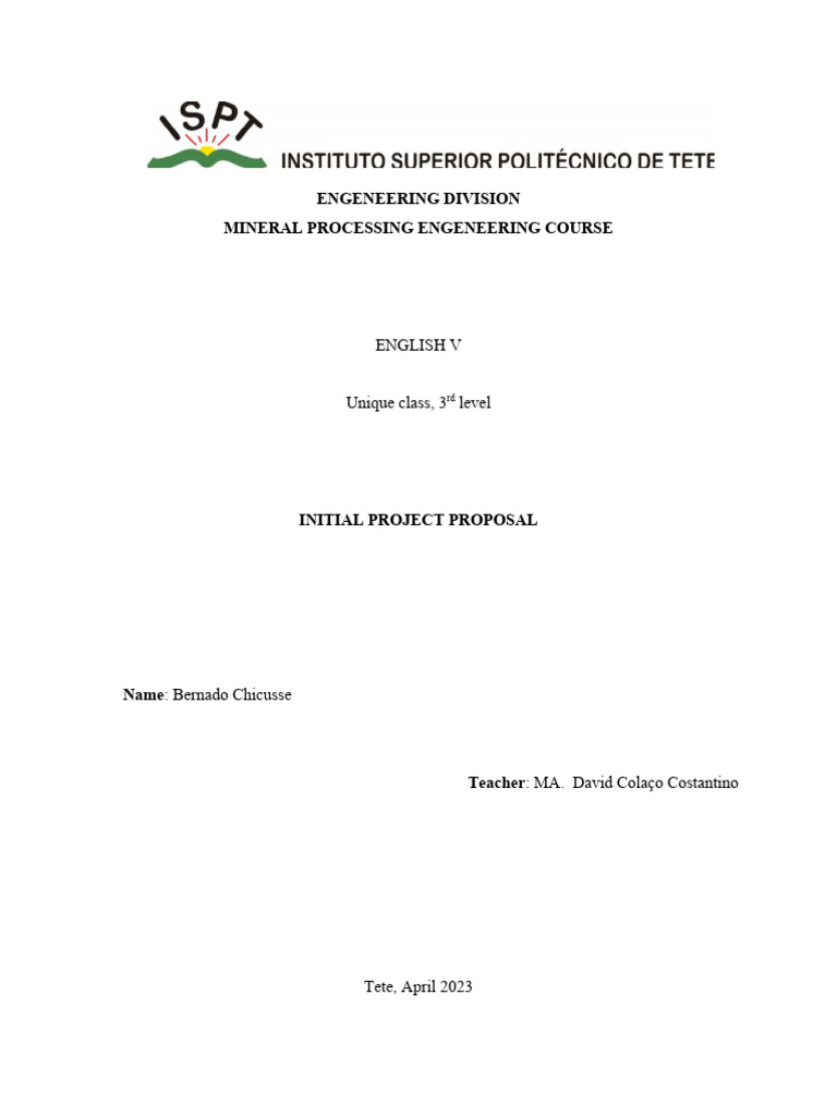 Bernado Chicusse Proposal Project - 064802 | PDF | Occupational Safety ...