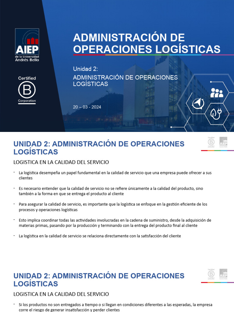 Unidad 2 - Administración de Operaciones Logísticas - 2 | PDF ...