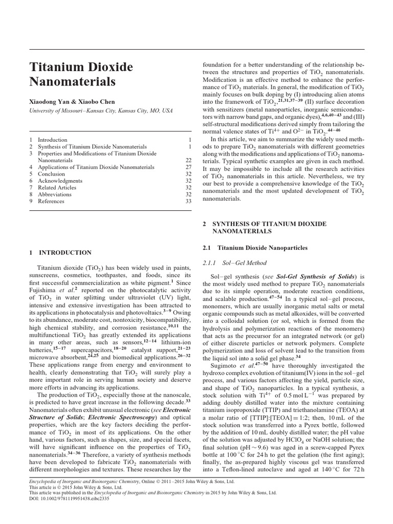 Titanium Dioxide Nanomaterials | PDF | Titanium Dioxide | Nanomaterials