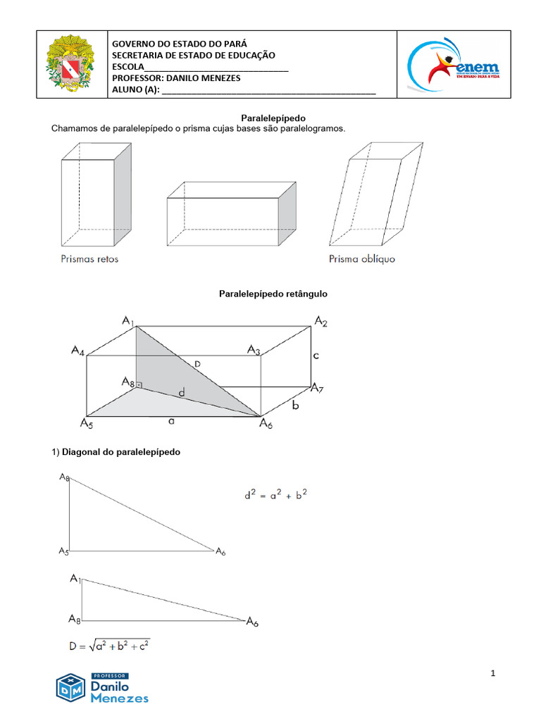 Lista de Exercicios Geometria Espacial | Download grátis PDF | Formas geométricas | Geometria ...