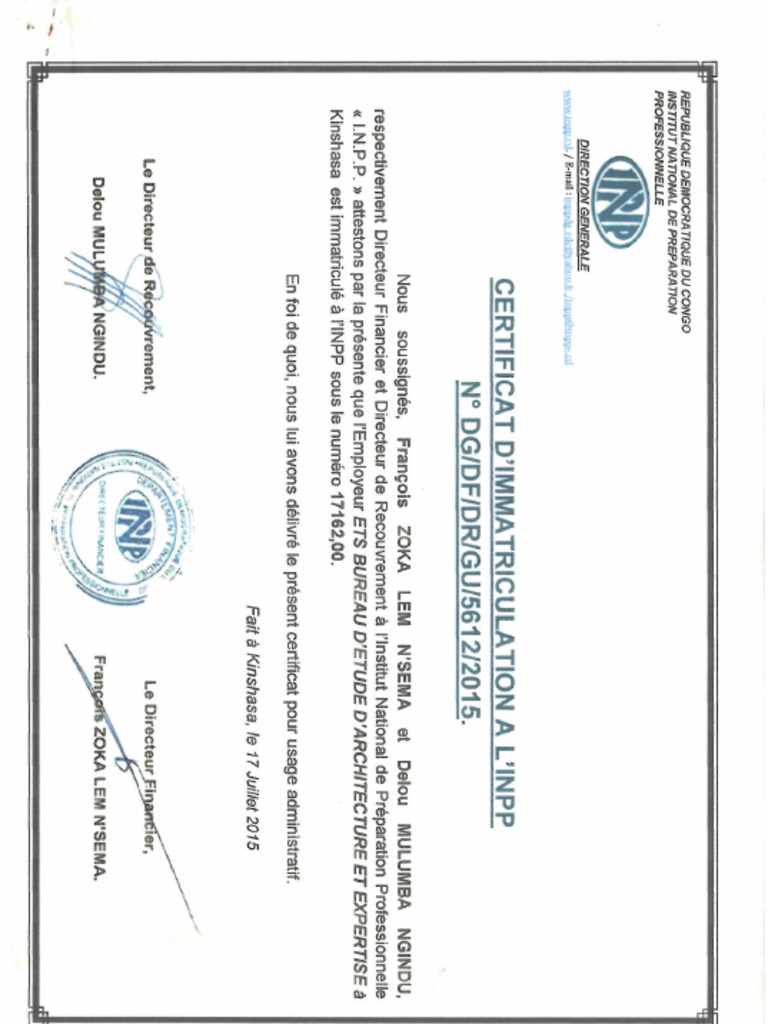 Certificat Inpp | PDF