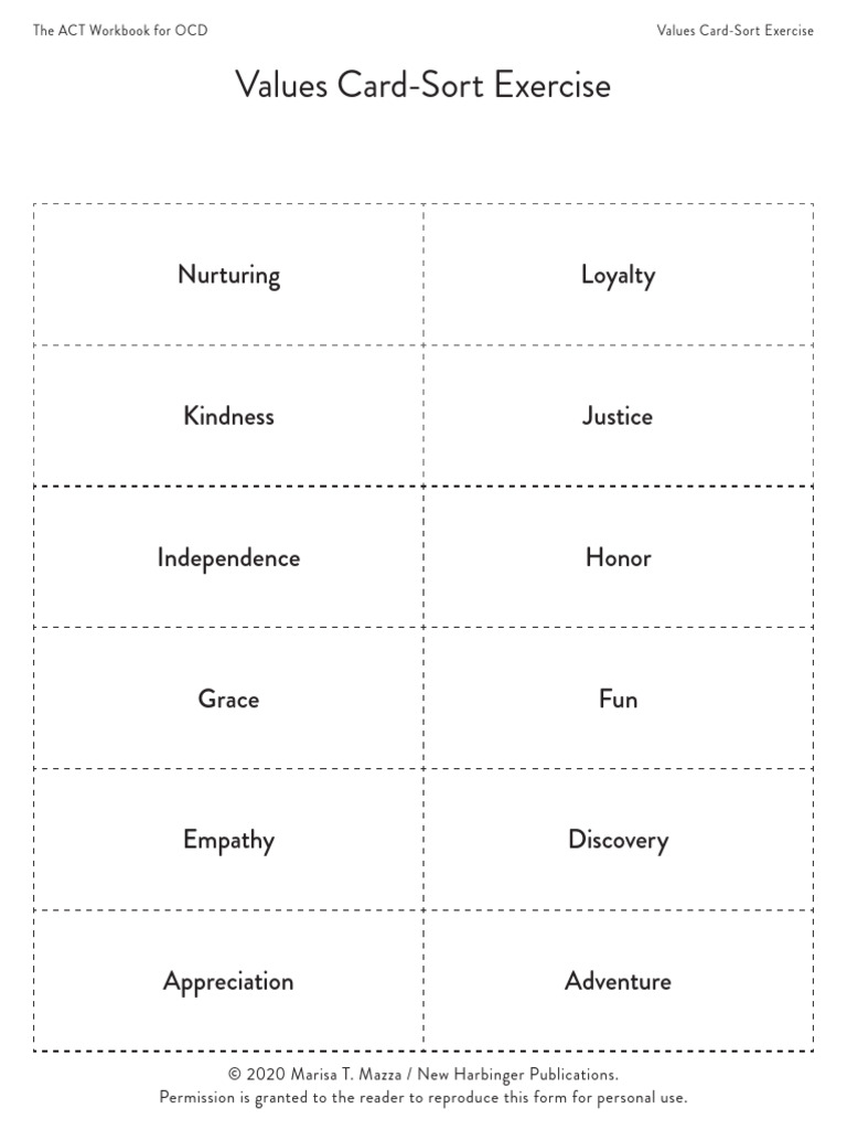 ACT Workbook for OCD Exercises | PDF | Obsessive–Compulsive Disorder | Fear