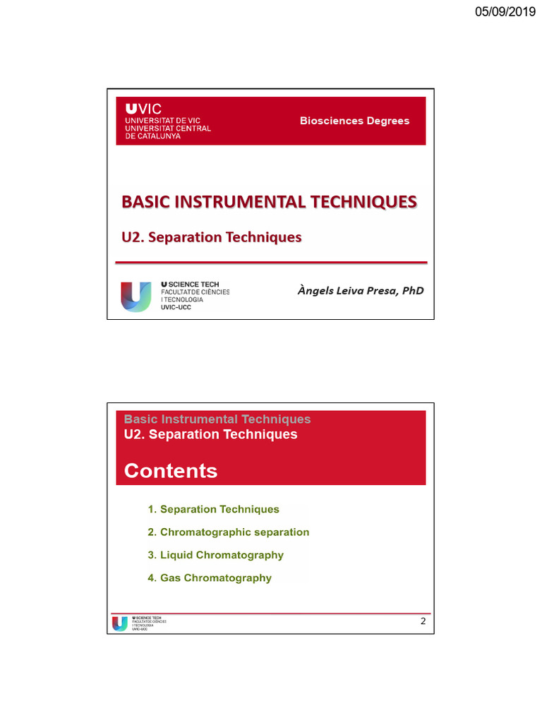 U2 - Separation Tech - 1 | PDF | Chromatography | Elution