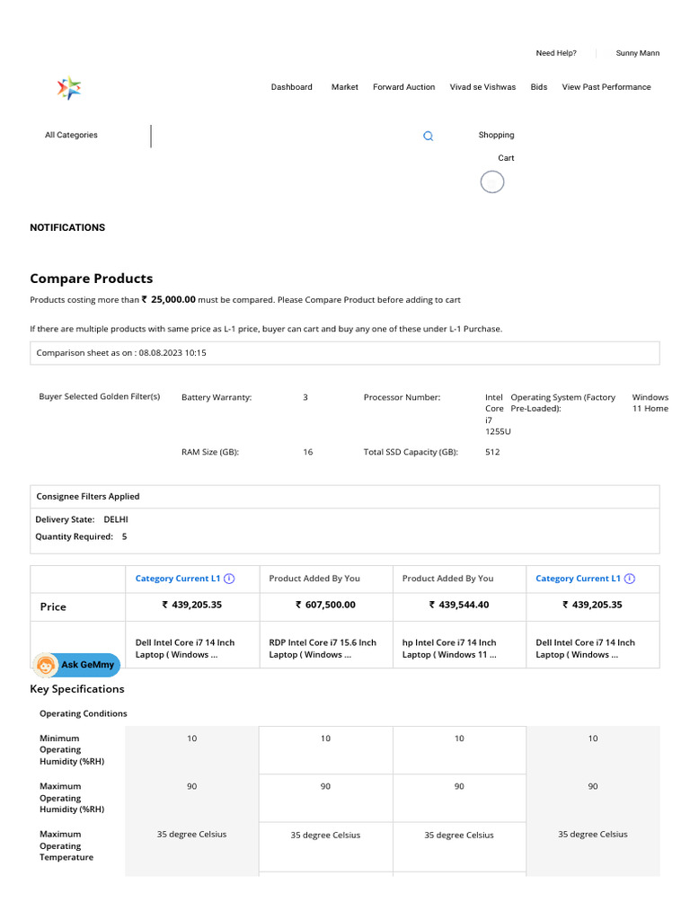GeM Comparison Sheet | PDF | Solid State Drive | Usb