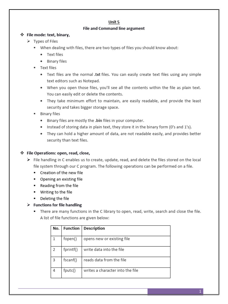 Unit 5 | Download Free PDF | Computer File | Pointer (Computer Programming)