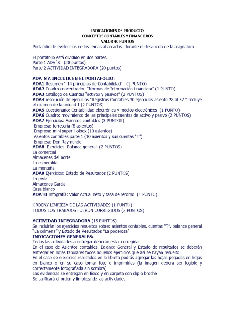 Indicaciones de Producto Conceptos Contables | PDF