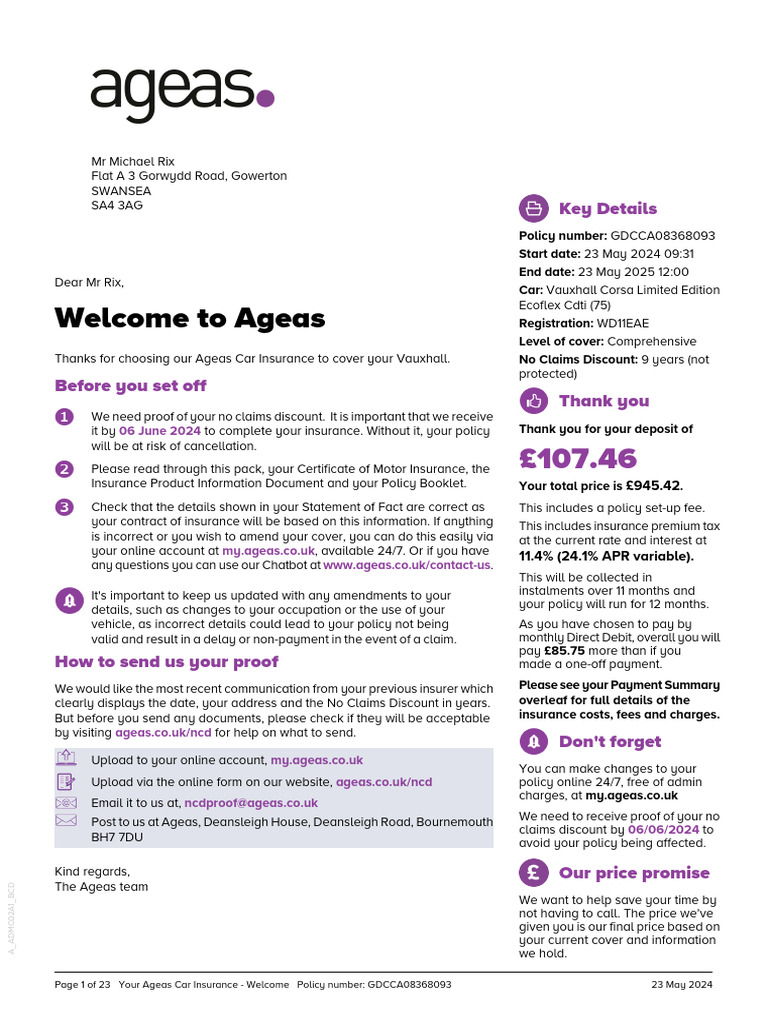 Ageas Insurance | PDF | Vehicle Insurance | Insurance