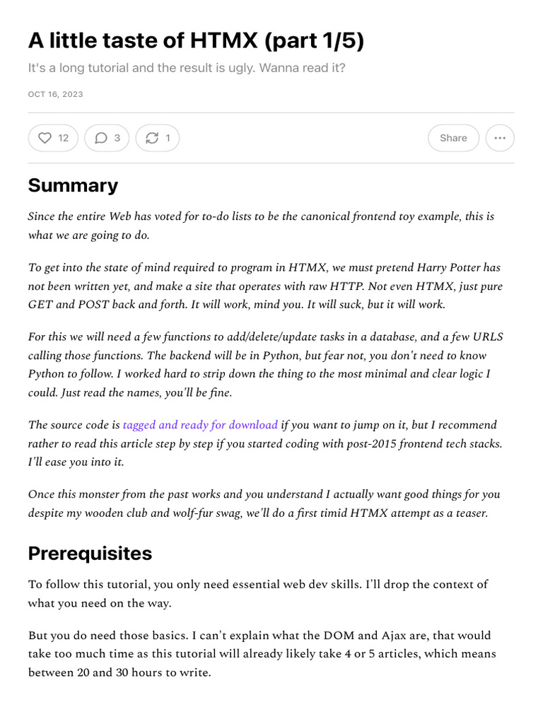 A Little Taste of HTMX | PDF | World Wide Web | Internet & Web A Little Taste of HTMX | PDF | World Wide Web | Internet & Web
