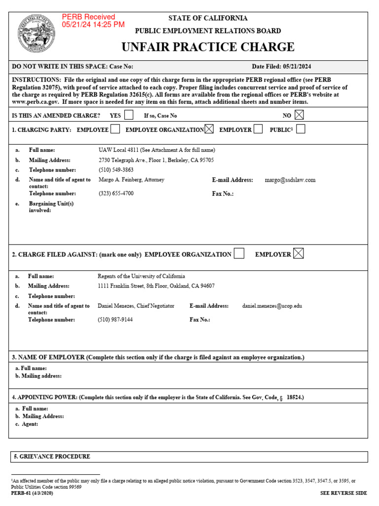 PERB Unfair Labor Practice Charges Amended (2024, 05-21) | PDF ...