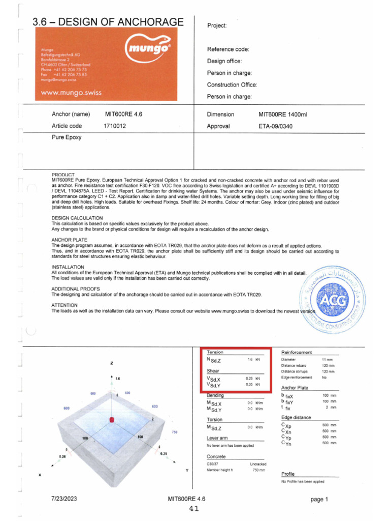 GRG Anchor Bolt Pull-Out Test | PDF