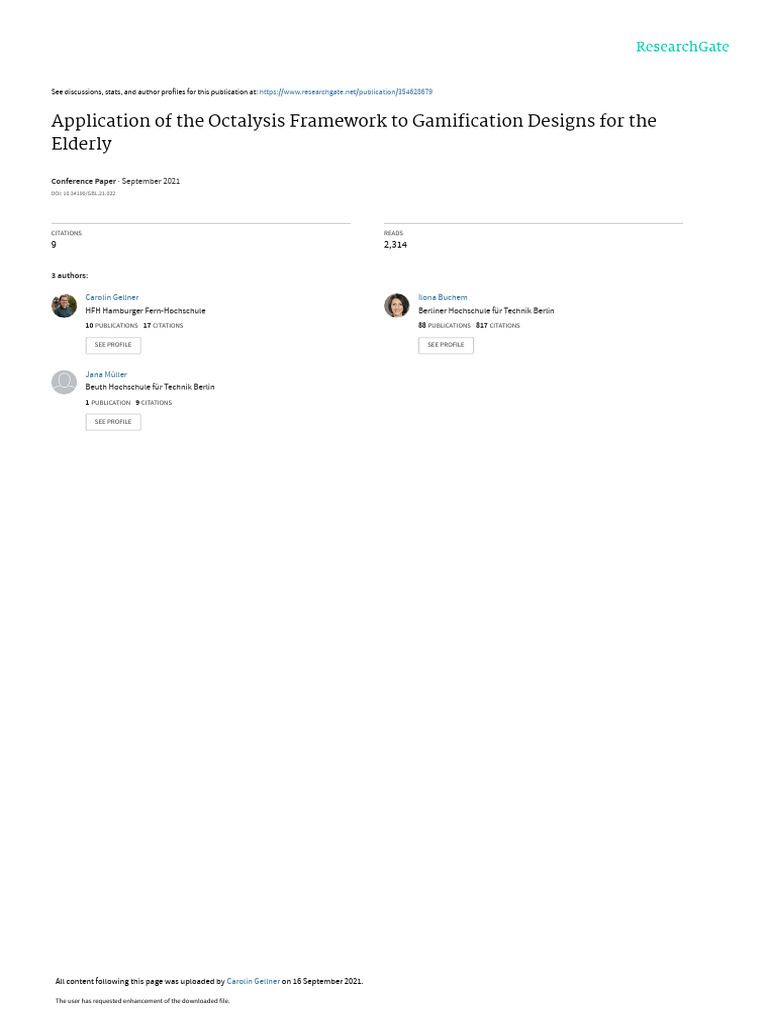 Application of The Octalysis Framework To Gamification Designs For The ...