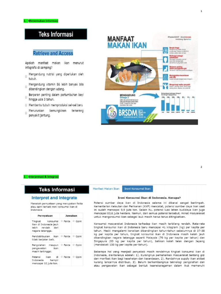 Contoh Literasi & Numerasi - SD | PDF