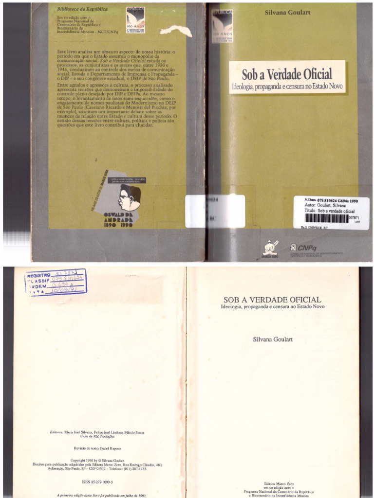 Ebin - Pub Sob A Verdade Oficial Ideologia Propaganda e Censura No Estado Novo 1nbsped | PDF