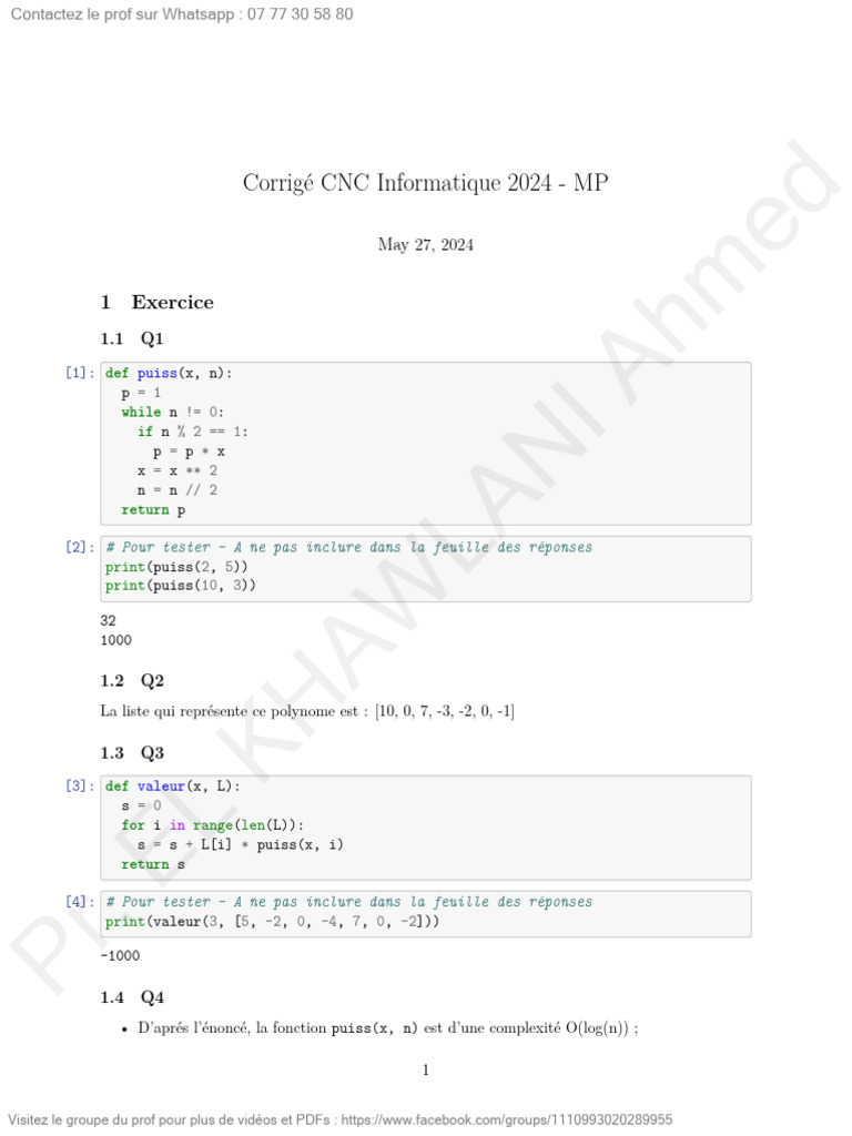 Corrigé CNC Informatique 2024 - MP | PDF | Récursivité | Informatique théorique