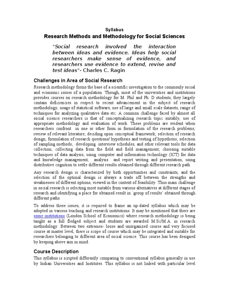 Course Research Methodology | Download Free PDF | Statistics | Social ...