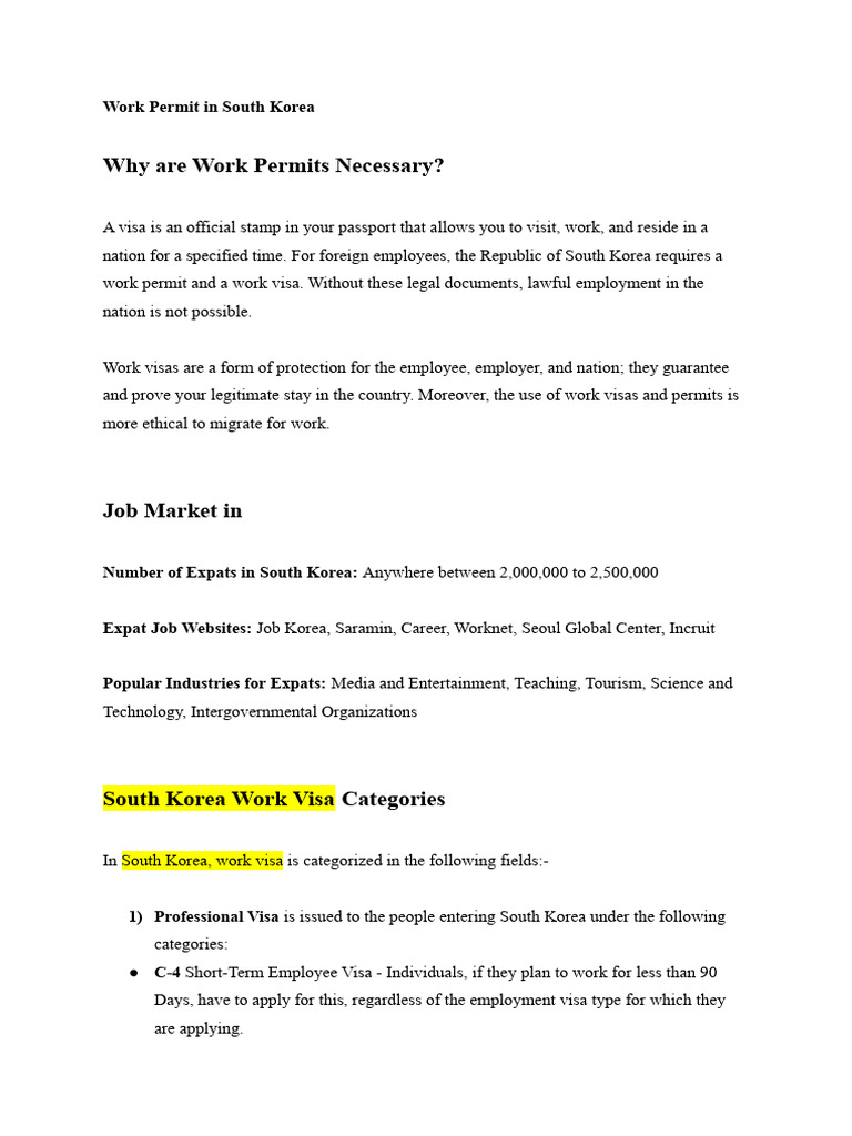 614accc38dd9026a12ca08bc - Work Permit - South Korea | PDF | Travel ...