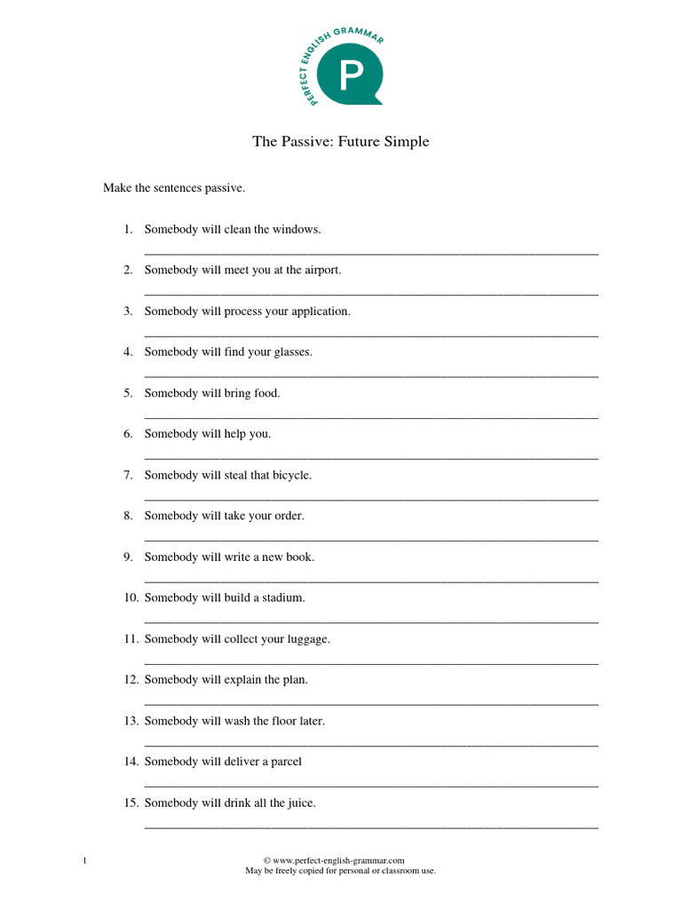 Future Passive Exercises 1 | PDF
