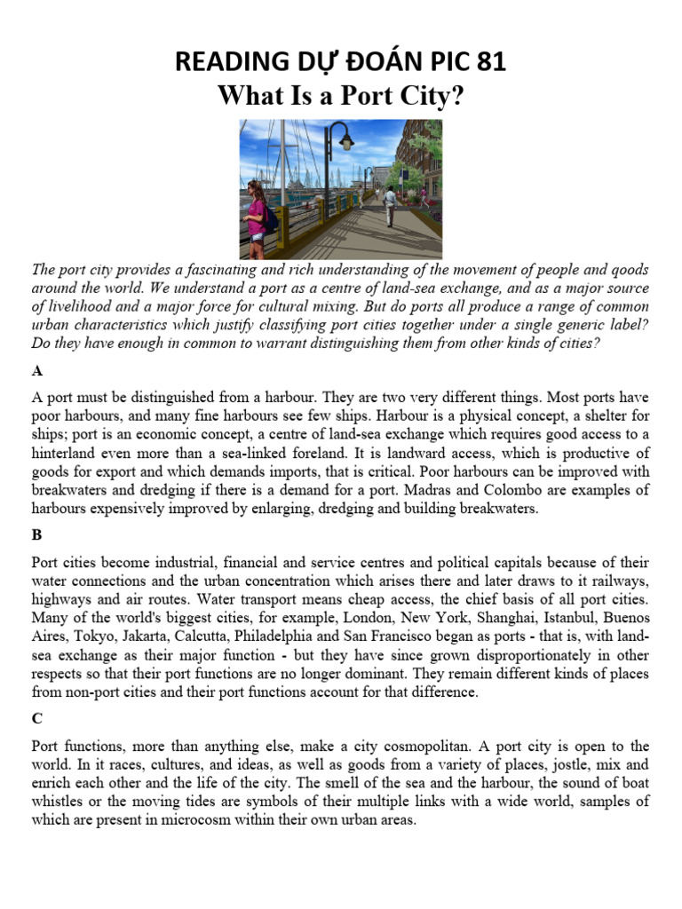 IN - What Is A Port City | PDF | Port | Economies