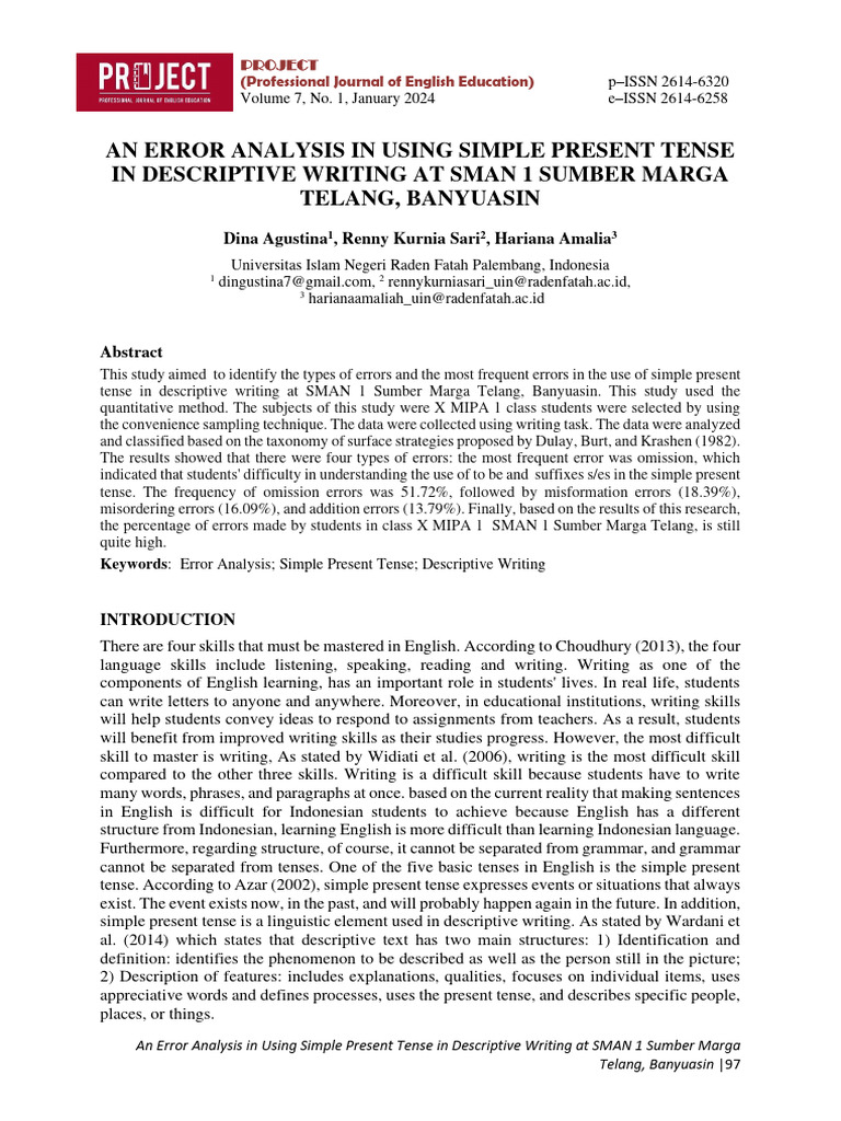 English Tense Errors in Student Writing | PDF | Grammatical Tense ...