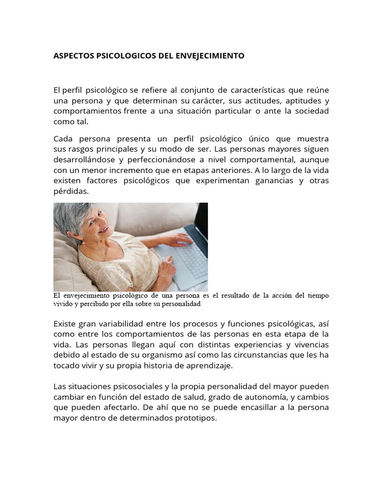 Aspectos Psicologicos Del Envejecimiento | PDF | Las emociones | Sicología