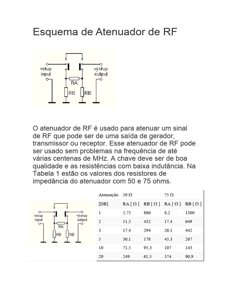 Esquema de Atenuador de RF | PDF