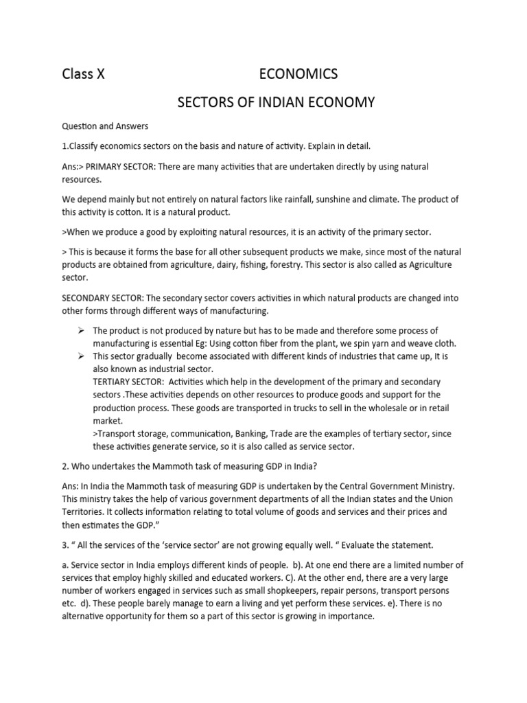 Sectors of Indian Economy Explained | PDF | Employment | Economy Of India