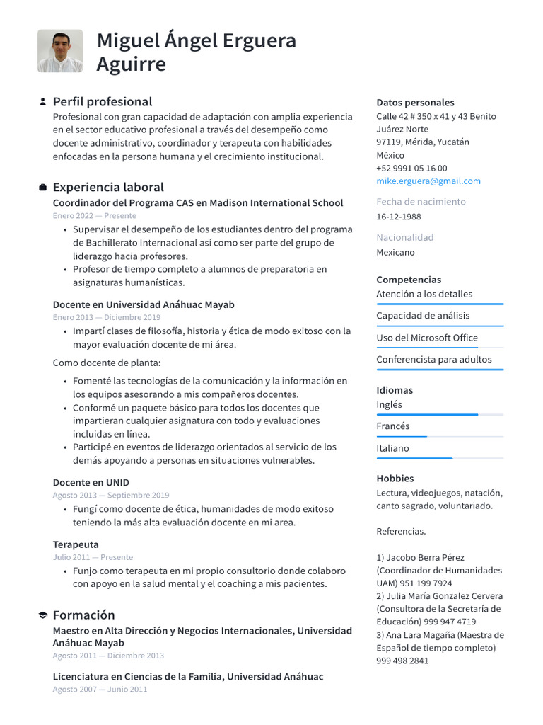 CV Miguel Ángel Erguera Aguirre | PDF | Maestros