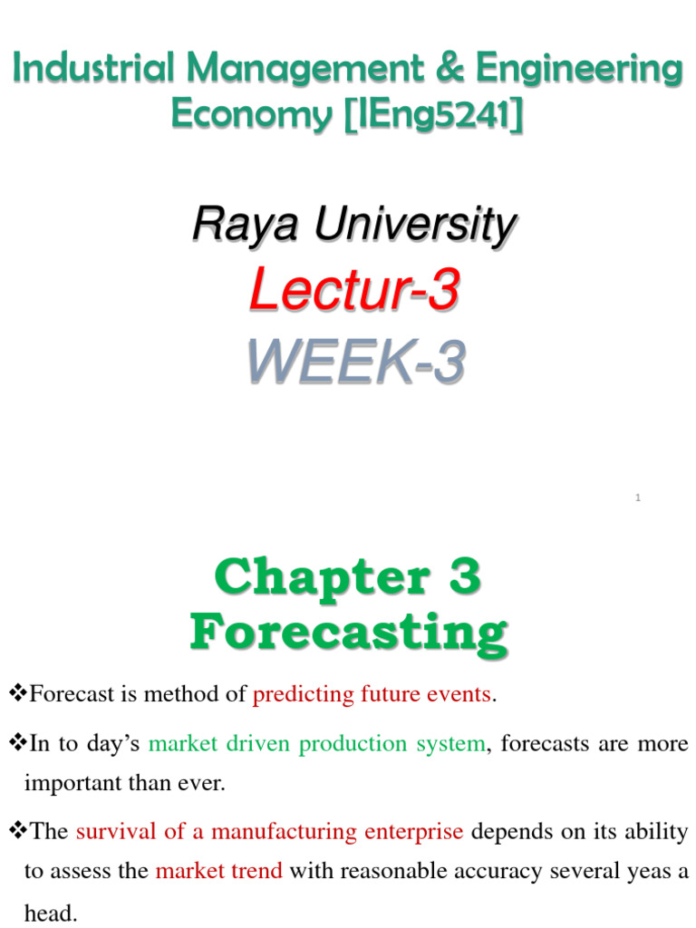 Ieng5203 Ch 3 Forecasting Pdf Errors And Residuals Forecasting