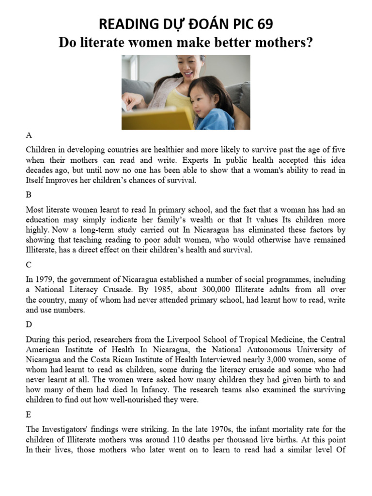 IN - Do Literate Women Make Better Mothers | PDF | Literacy | Infant ...