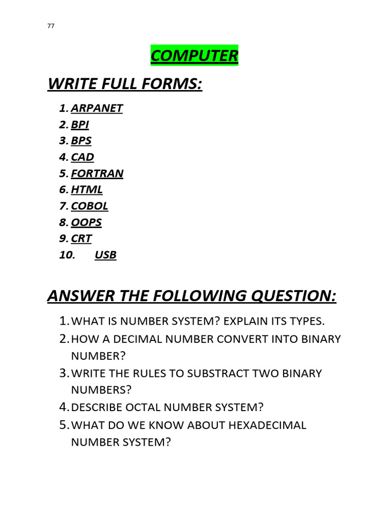 Computer Terminology and Number Systems | PDF | Computers