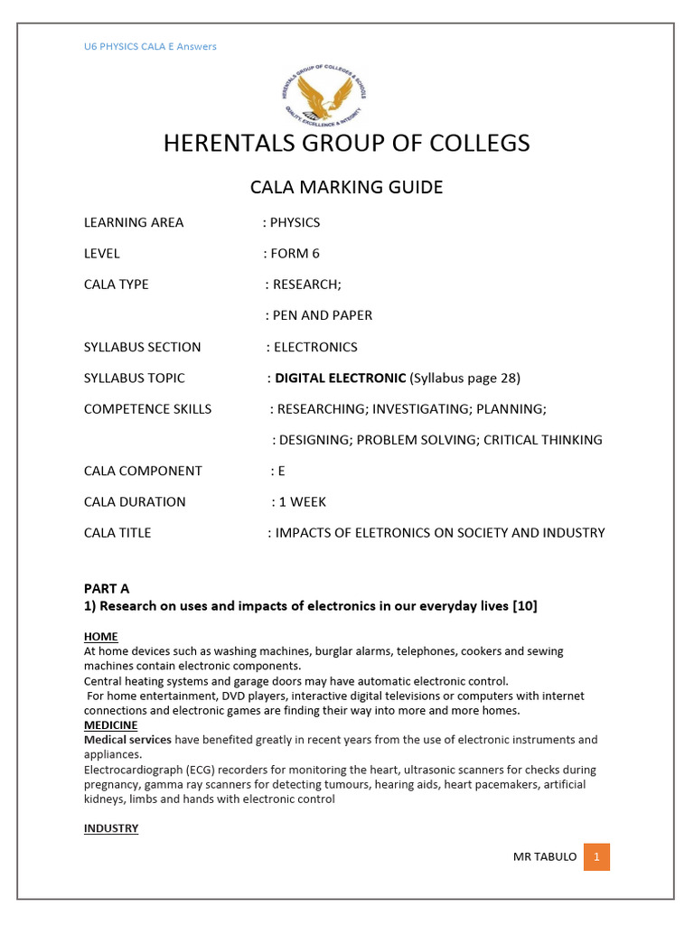 U6 PHYSICS CALA E Answers | PDF | Telephone | Communication