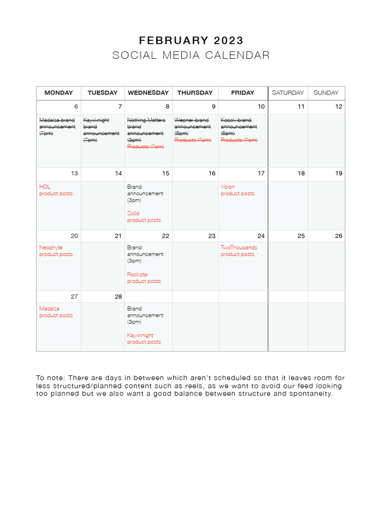 Feb 2023 Social Media Calendar | PDF