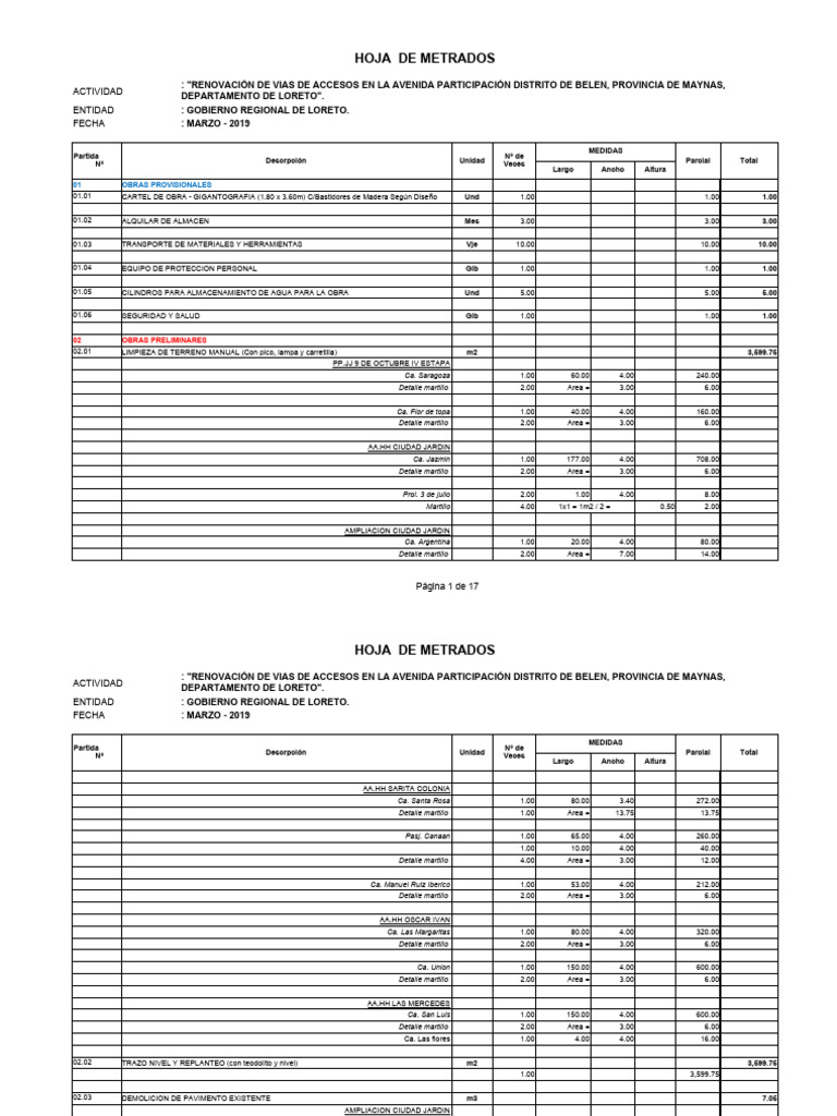 PLANILLA DE METRADOS Real | PDF