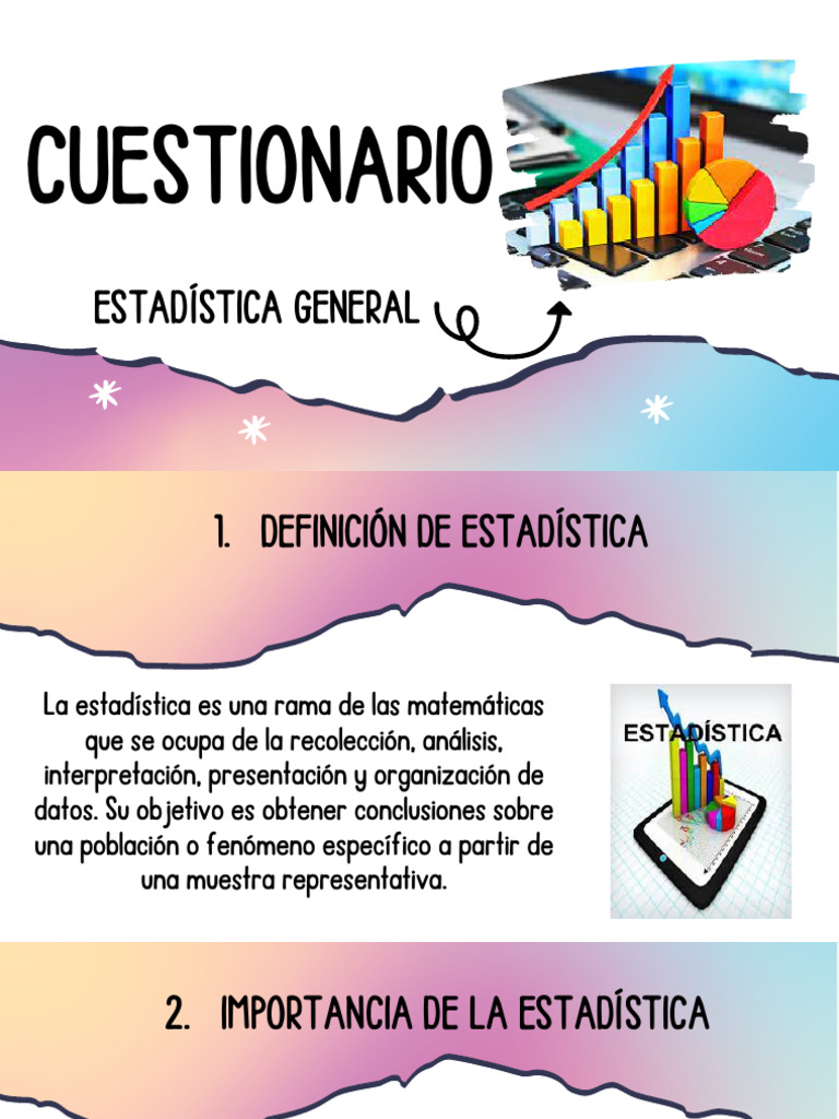 Cuestionario, Estadística General | PDF | Estadísticas | Muestreo (Estadísticas)