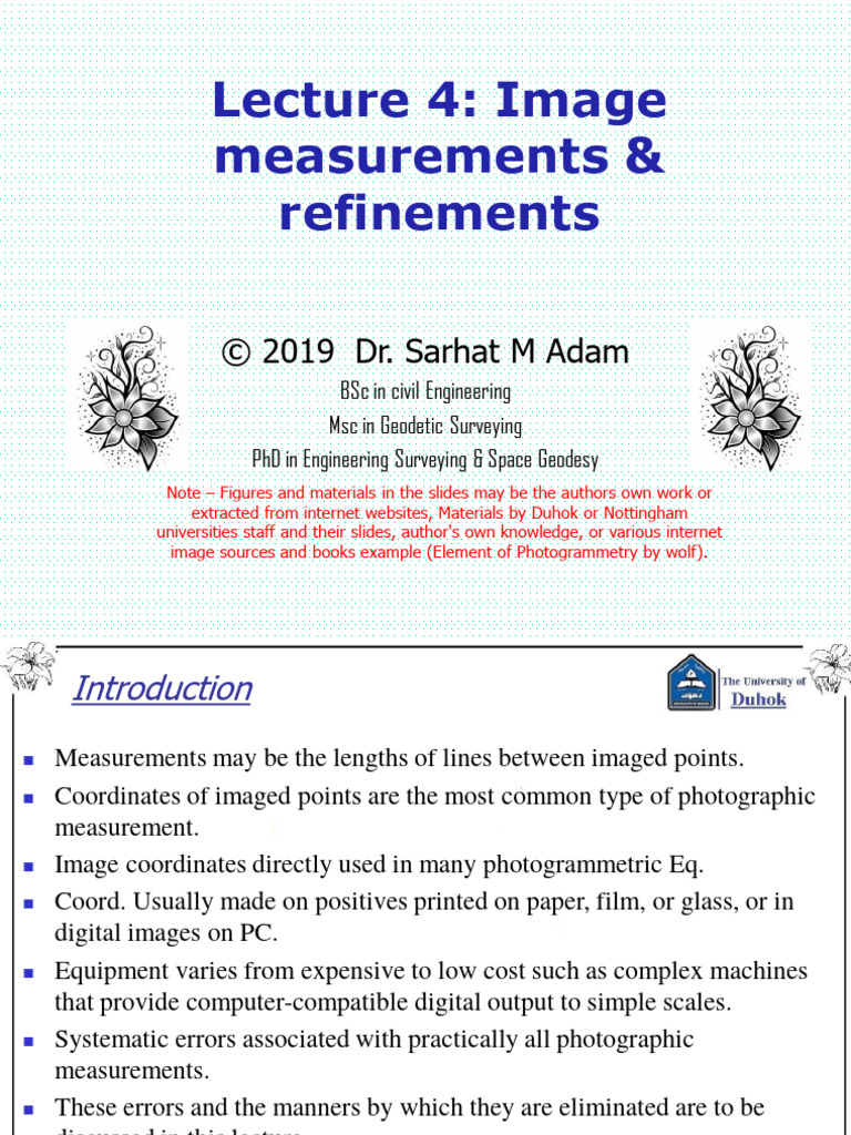 Lecture 4 - Image Measumrents & Refinement | PDF | Image Scanner | Coordinate System