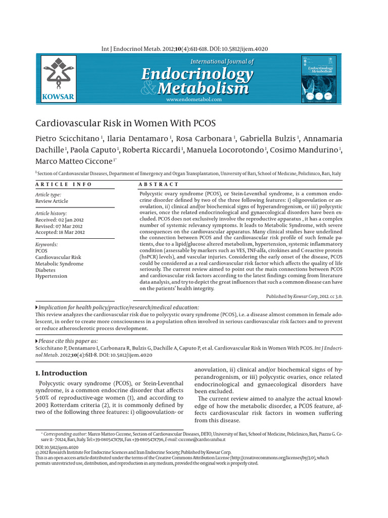 Cardiovascular Risk in Women With PCOS | PDF | Polycystic Ovary ...