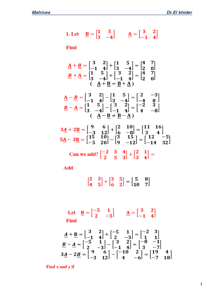 Matrices With Examples | PDF | Linear Algebra | Algebra