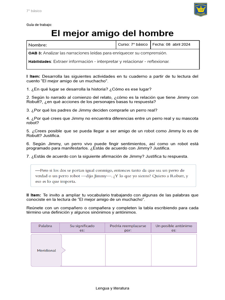 Guía El Mejor Amigo de Un Muchacho | PDF