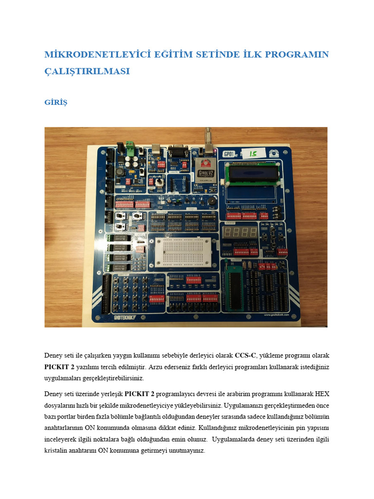 İlk Programın Çalıştırılması | PDF