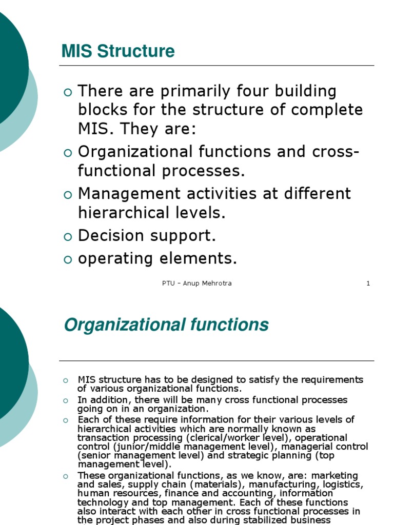 MIS Structure: PTU - Anup Mehrotra 1 | PDF | Decision Support System | System